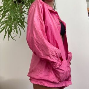 Haband | Jackets & Coats | Vintage Hot Pink Crinkle Nylon Jacket | Poshmark